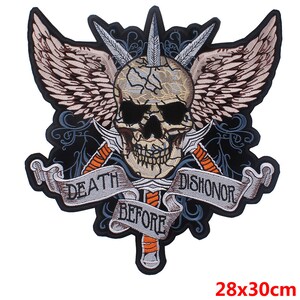 Punk Biker Patch, Iron/sew on Embroidery for Clothes, Skull, Big Jacket ...