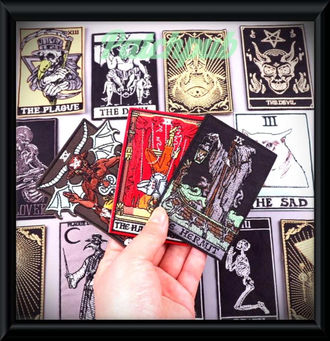 Emo Punk Tarot Cards Embroidered Patches, Clothing Stickers, Skeleton Patch, DIY Iron On ...