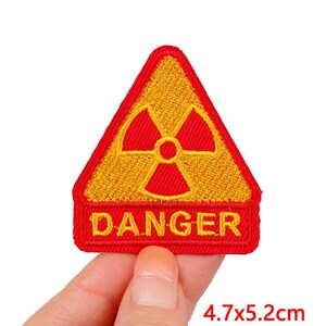 Caution Sign Embroidered Patches for Clothing, DIY Iron On, Punk ...