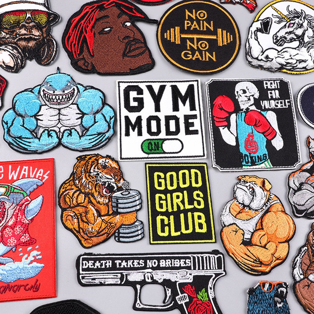 Gym Mood Patch, Muscle Animal Embroidery, Rock Sports Iron on Patch, Clothing Patches, DIY ...