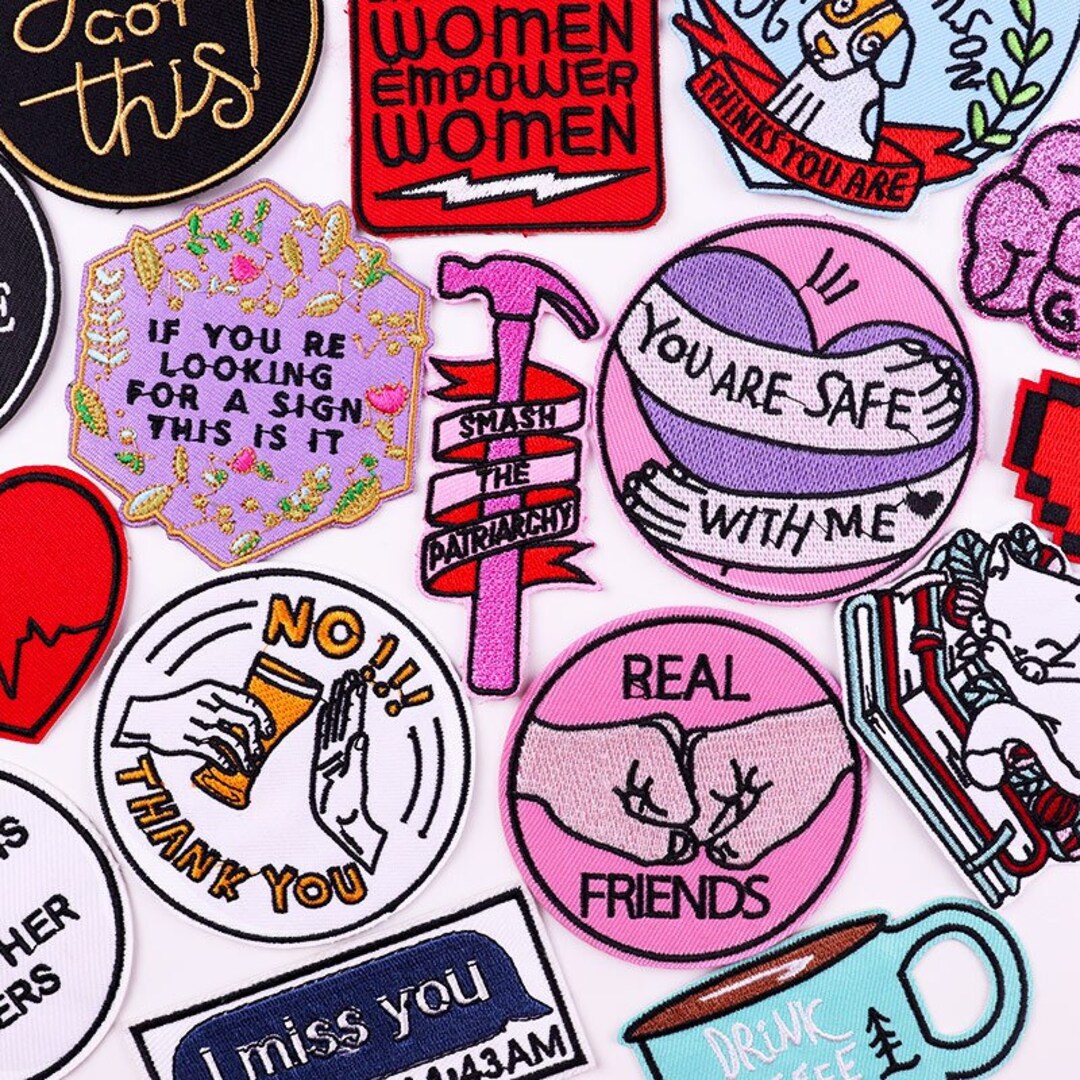 Empowerment Themed Embroidered Patches, Female Cartoon Appliques, Iron ...