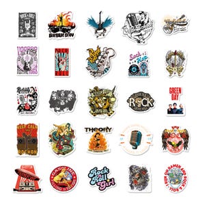 ROCK Music Band Stickers 50PCS, Aesthetic for Ipad, Phone, Guitar ...