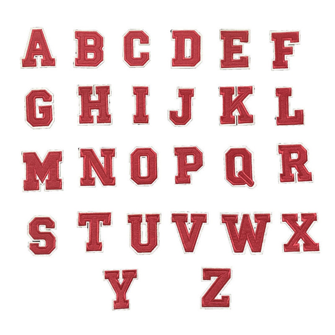 Initial Letter Embroidered Patches, Red S-Z English Alphabet Applique ...