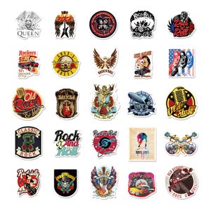 ROCK Music Band Stickers 50PCS, Aesthetic for Ipad, Phone, Guitar ...