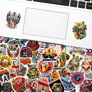 ROCK Music Band Stickers 50PCS, Aesthetic for Ipad, Phone, Guitar ...