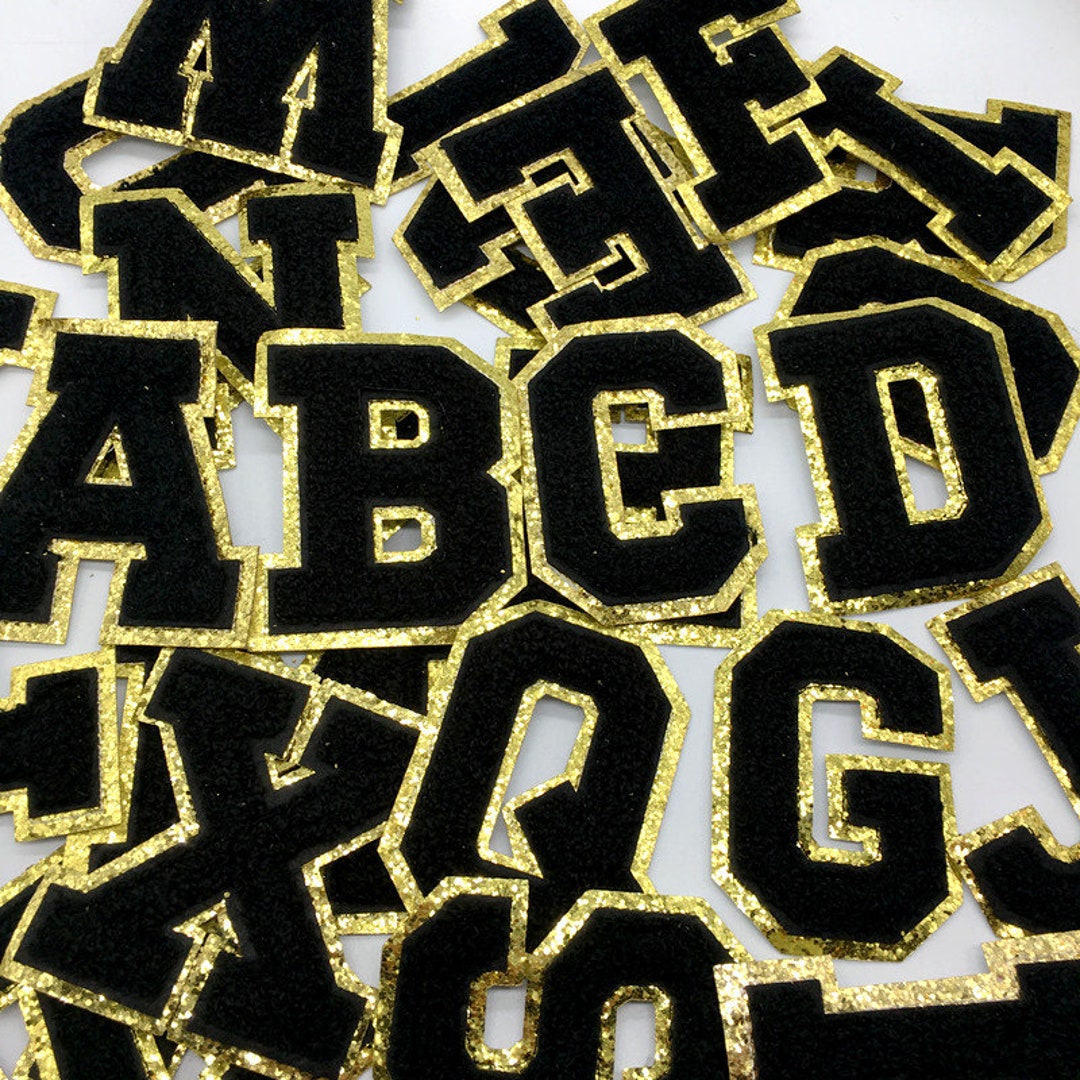 Big Size Letter Patches, A-Z Black Color 8CM for Clothes, Iron on or ...