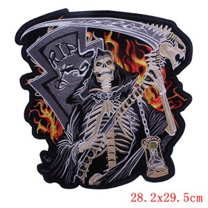 Punk Biker Patch, Iron/sew on Embroidery for Clothes, Skull, Big Jacket ...