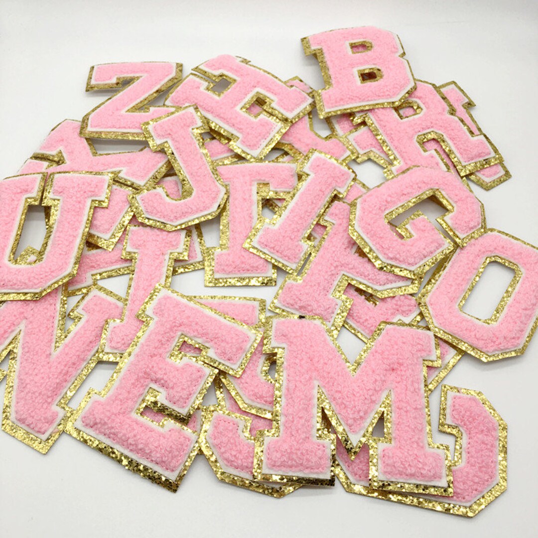 Big Size Letter Patches, A-Z Pink Color, 8CM Iron on for Clothing. Sew ...
