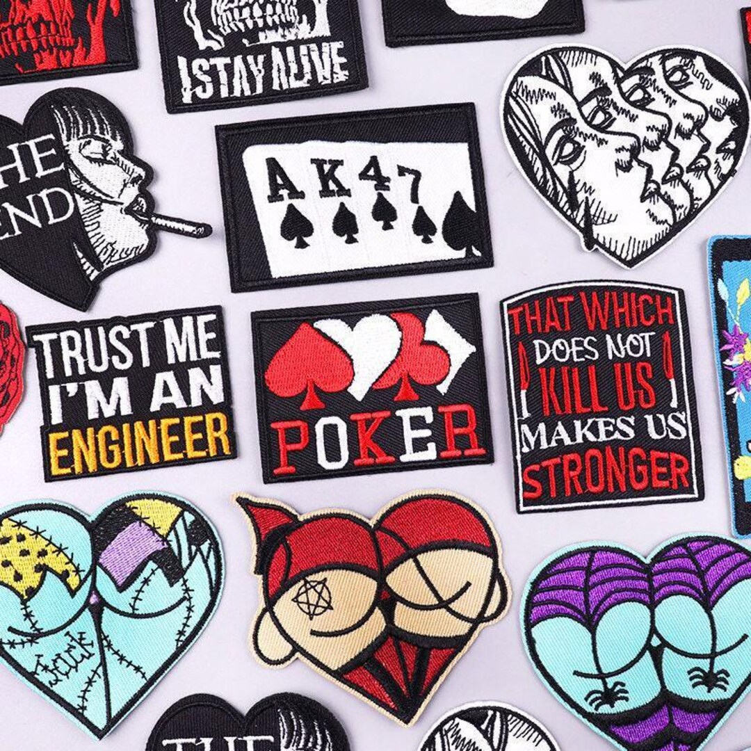 Personalized Punk Embroidered Patches, Poker Letters, Sew/iron Onfor ...
