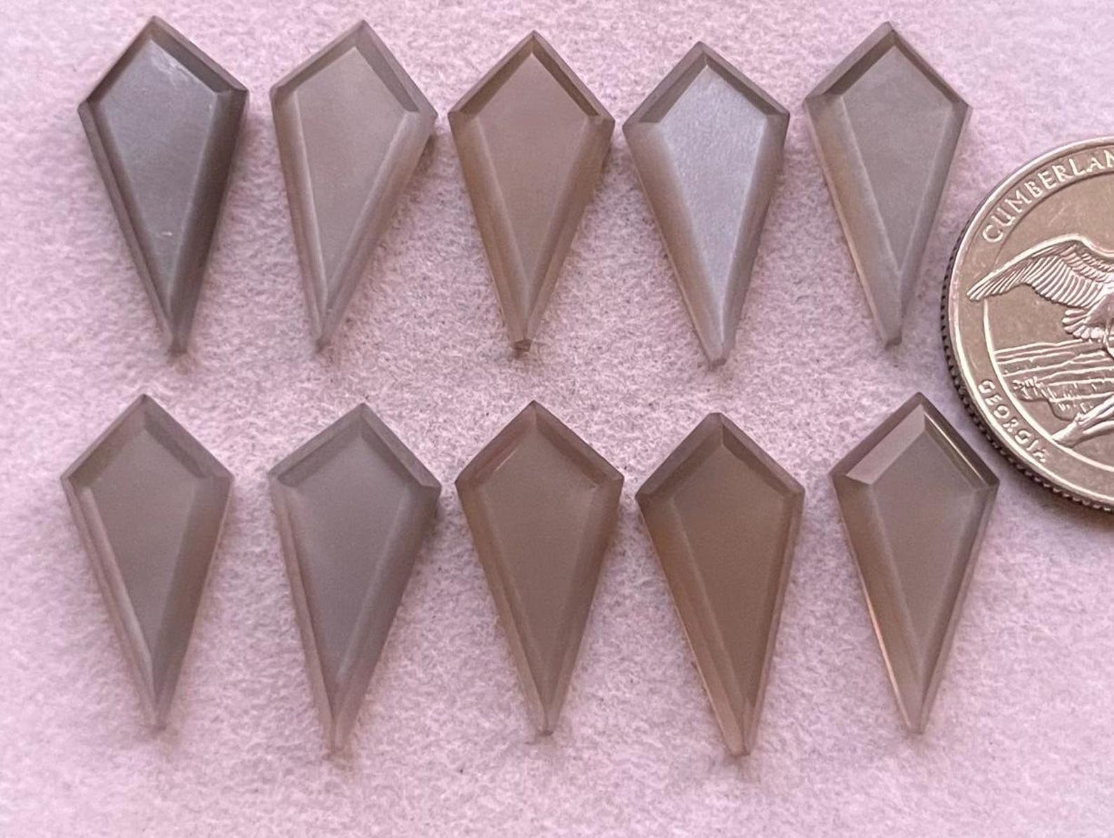 New Flatback Kite Shape Grey Moonstone Step Cut Gemstone, 10x20mm ...