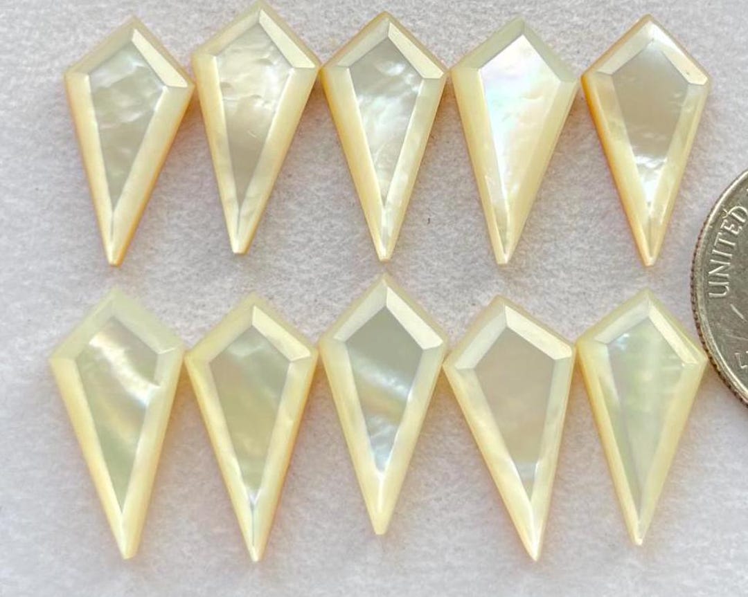 New Flatback Kite Shape Mother of Pearl Step Cut Gemstone, 10x20mm ...