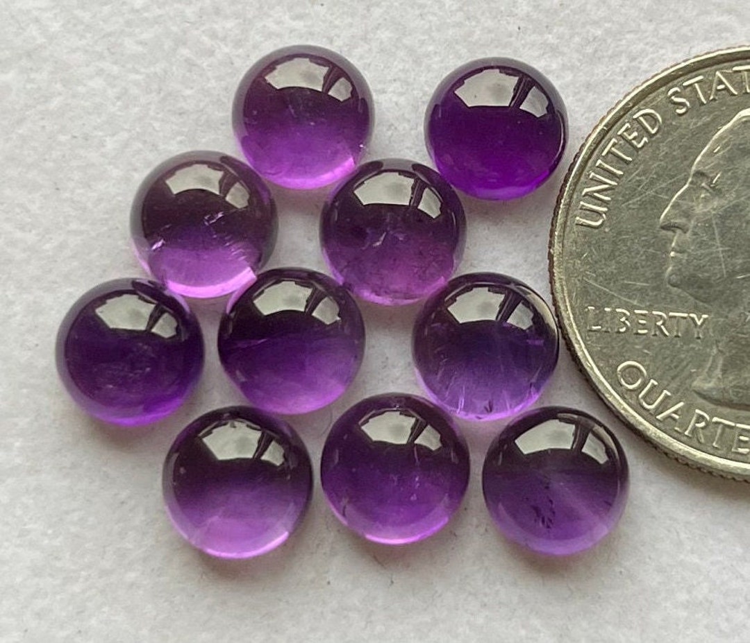 Super Selection 8mm Smooth Amethyst Cabochon 10 Pcs Pack Flat Back ...