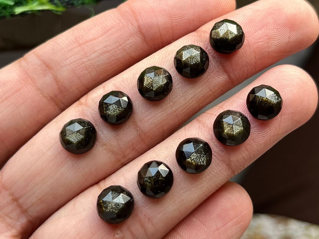 8mm Golden Obsidian Round Shape 10 Pcs Rosecut Gemstone Top Quality ...