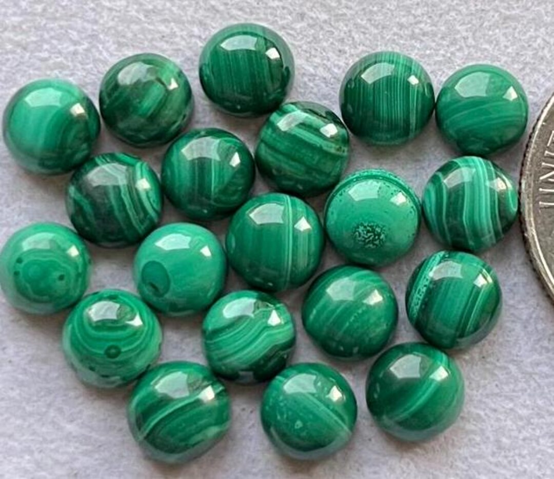 All New Malachite 6mm 20 Pcs Pack Smooth Round Shape Cabochon for ...