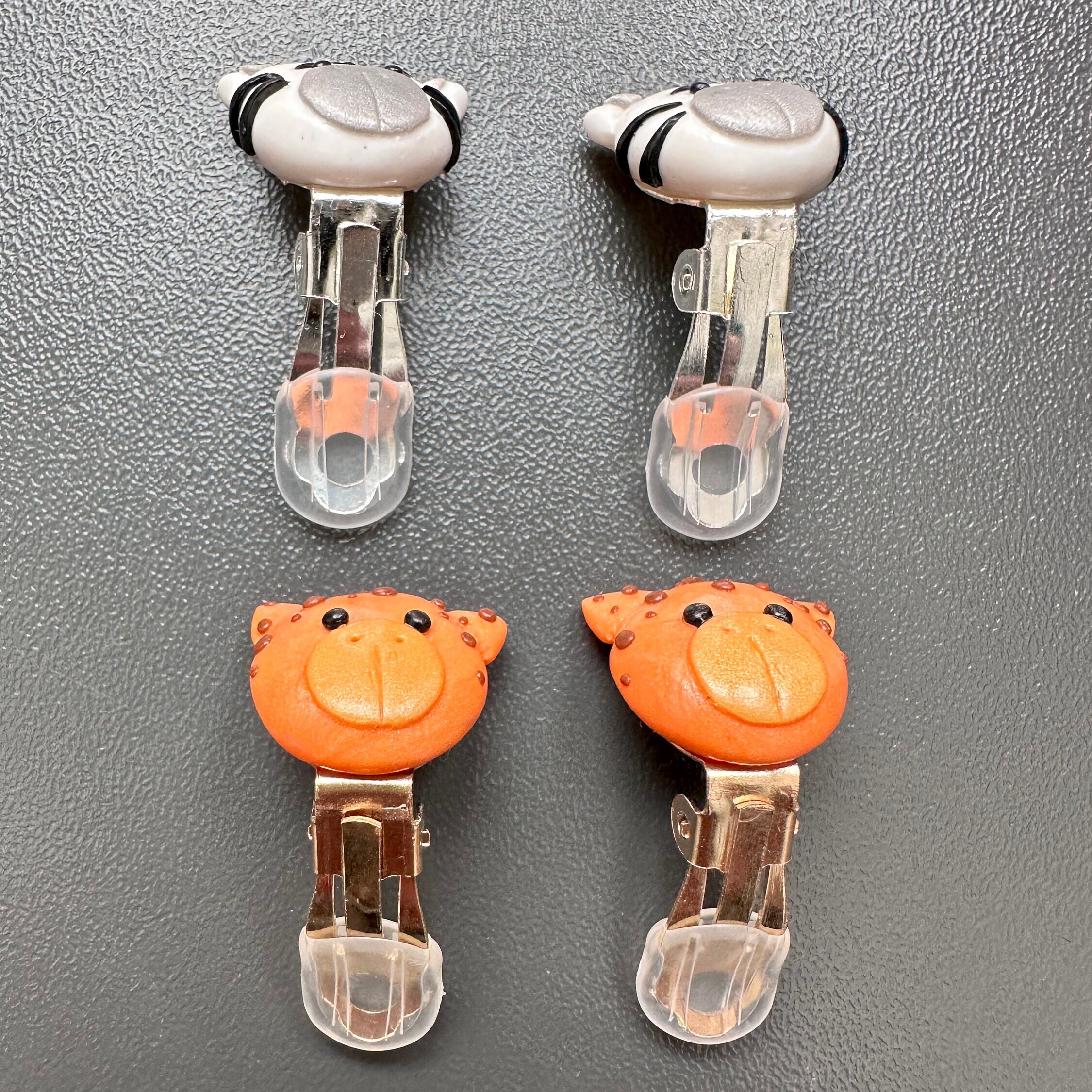 Giraffe, Zebra Clip on Earring Set Savanna Animal Ear Clips for Girls 3 ...