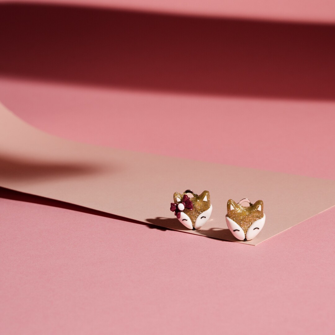 Golden Fox Clip-on Earrings for Kids | Animal Clip On's for Non Pierced ...
