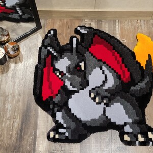 Shiny Charizard Sprite Red & Blue Version Art Tufted Rug Wall Decor ...