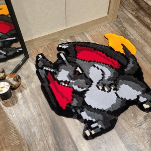 Shiny Charizard Sprite Red & Blue Version Art Tufted Rug Wall Decor ...