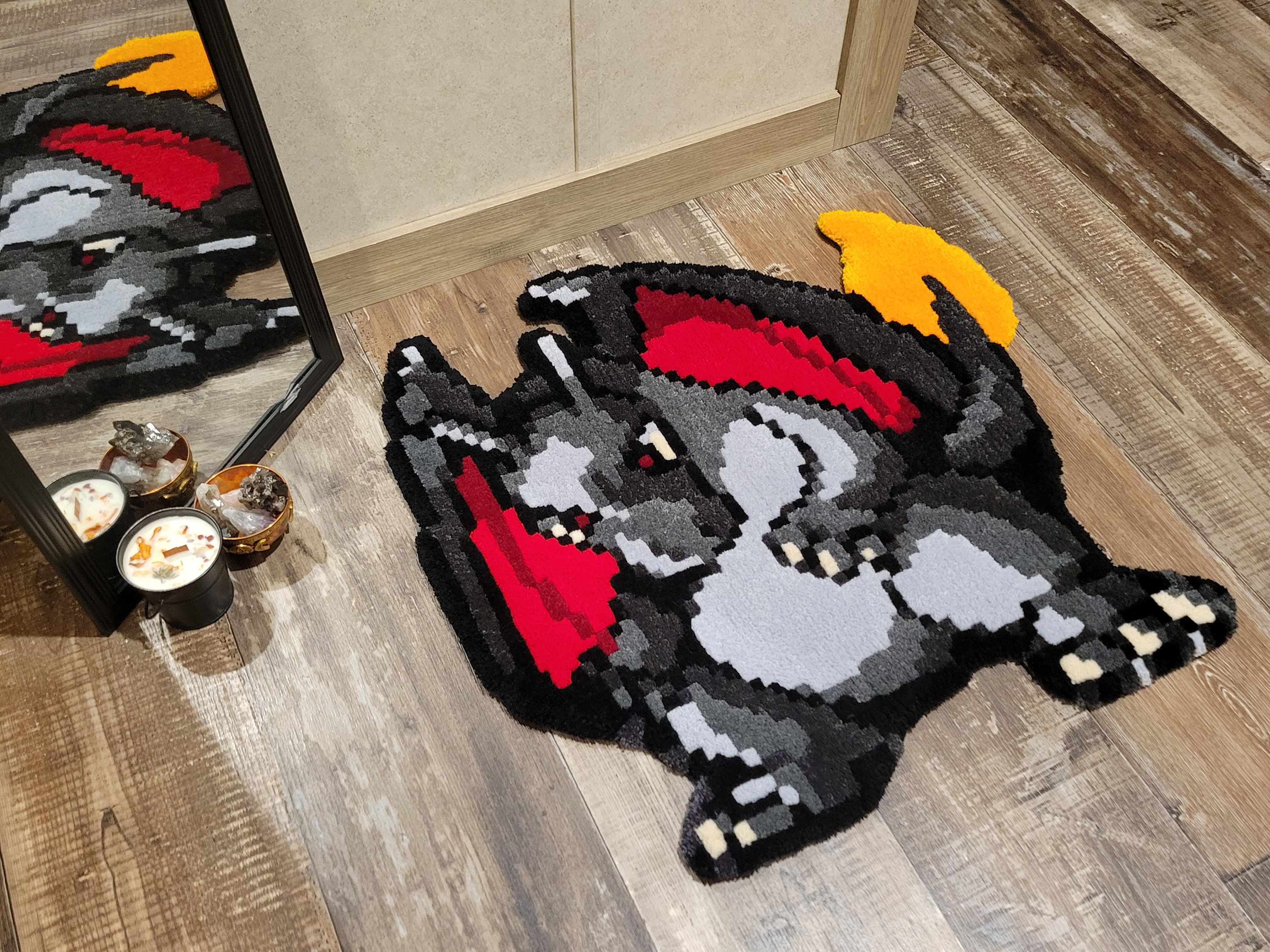 Shiny Charizard Sprite Red & Blue Version Art Tufted Rug Wall Decor ...