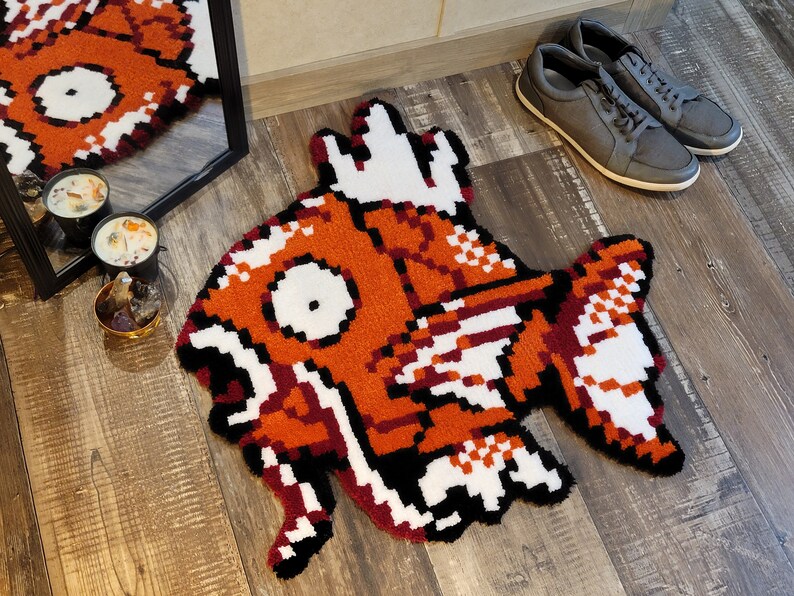 Magikarp Sprite Silver Version Art Tufted Rug Wall Decor Fluffy and ...