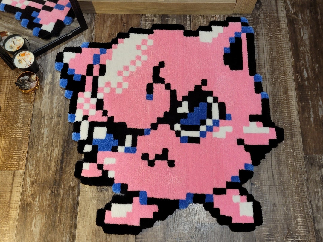 Jigglypuff Sprite Crystal Version Art Tufted Rug Wall Decor Fluffy and ...