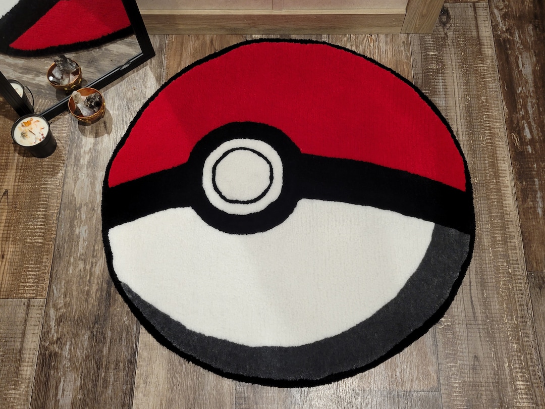 Pokeball Tufted Rug Wall Decor Fluffy and Soft Handmade - Etsy