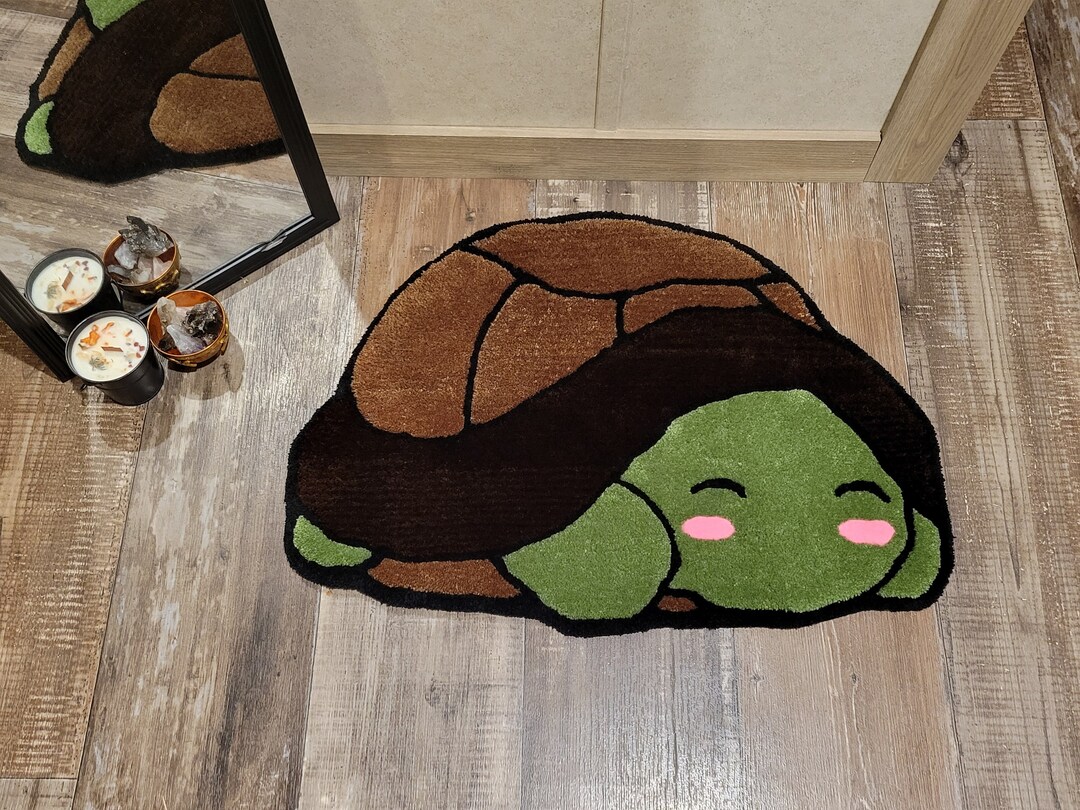 Sleepy Turtle Tufted Rug - Wall Decor - Fluffy & Soft - Handmade - Etsy