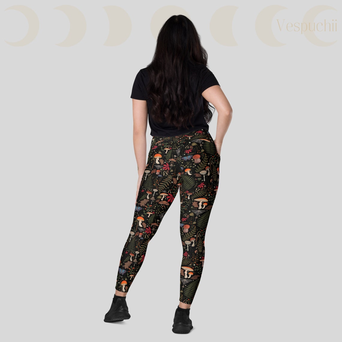 All-over Magical Things Print Crossover Leggings With Pockets Size ...