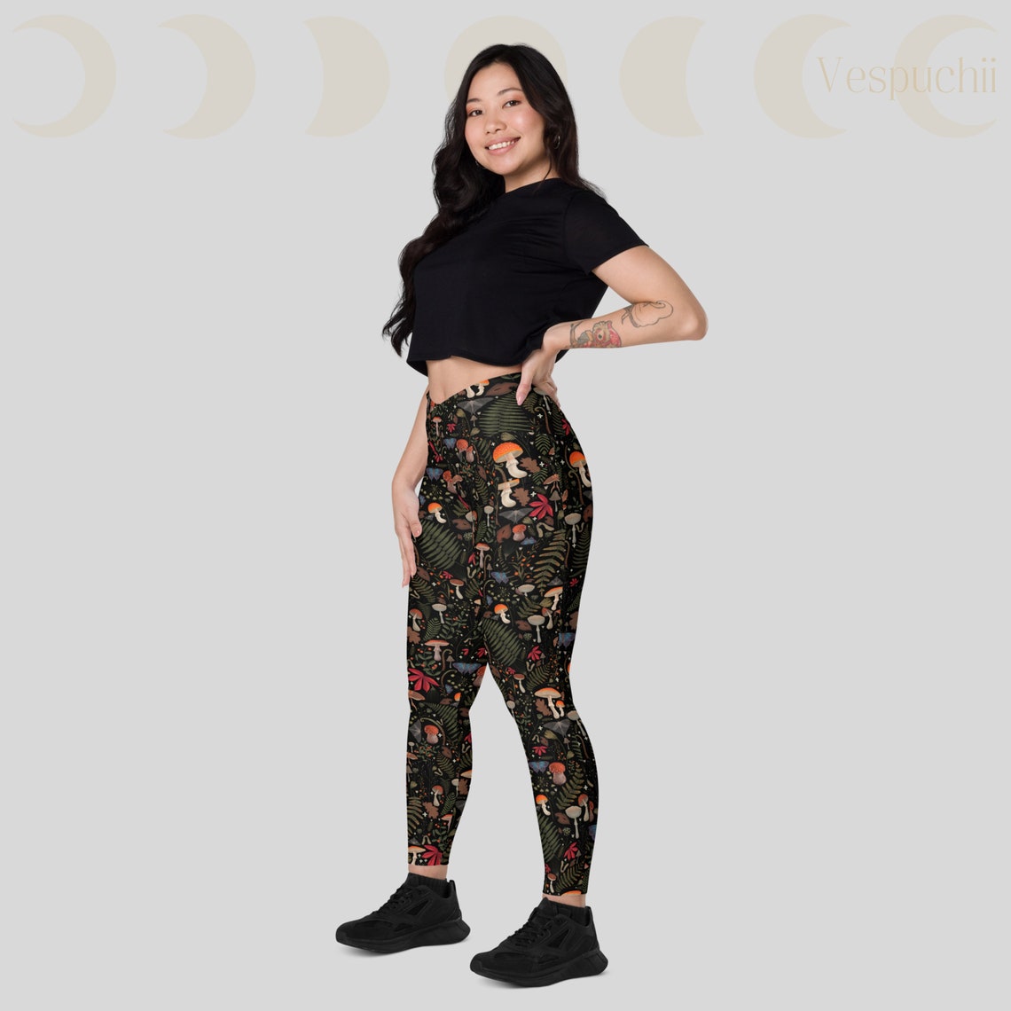 All-over Magical Things Print Crossover Leggings With Pockets Size ...
