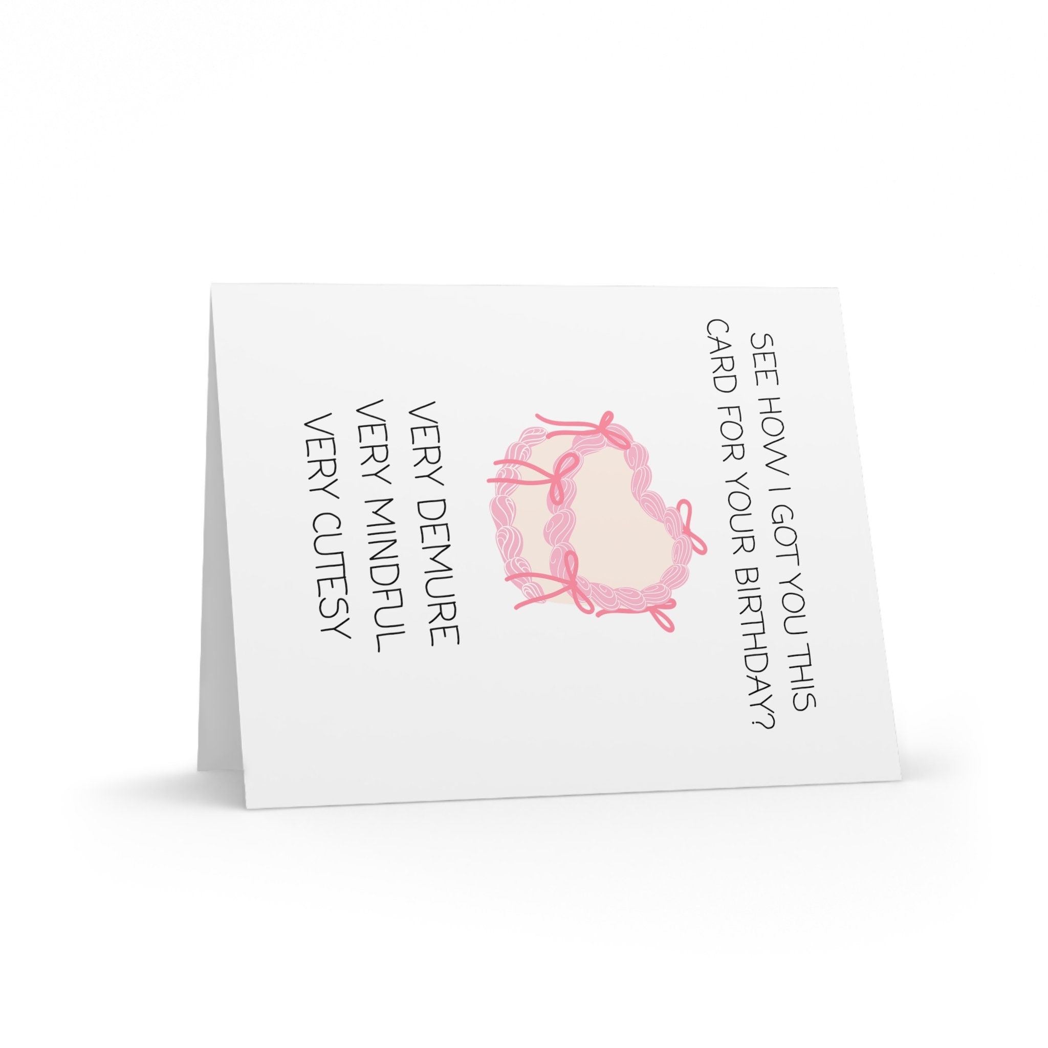 Demure Birthday Card, Cutesy, Mindful, Pink, Cake pack of 8 - Etsy