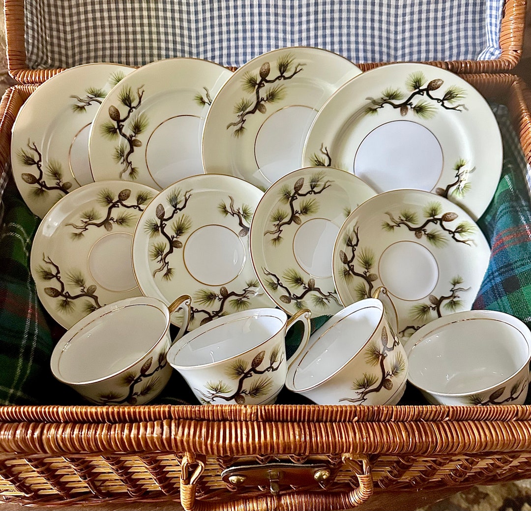Set of Four Vintage Narumi shasta Pine Tea Set - Etsy