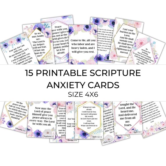 15 Printable Anxiety Scripture Cards Fight Anxiety Anxiety - Etsy
