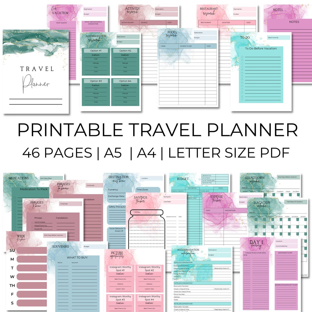 Printable Travel Planner | Vacation Itinerary Organizer | Instant ...