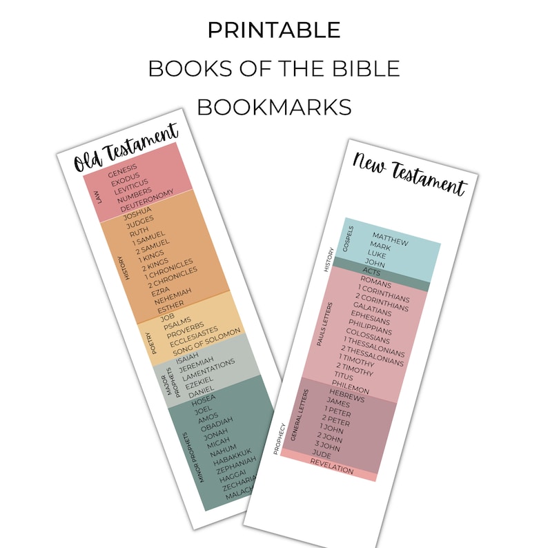 Printable Books of the Bible Bookmarks, Christian Bookmark, Old ...