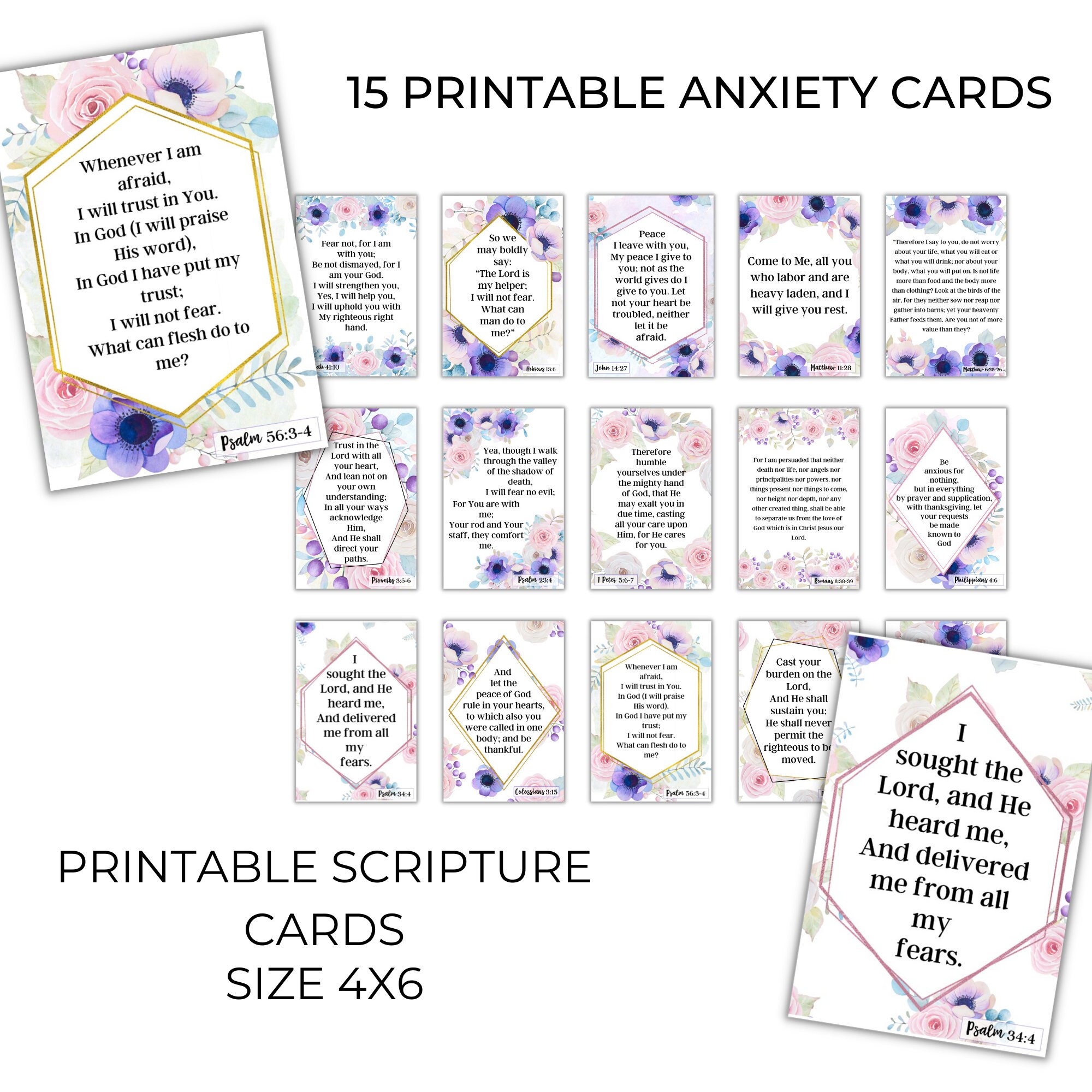 15 Printable Anxiety Scripture Cards | Fight Anxiety | Anxiety Club ...