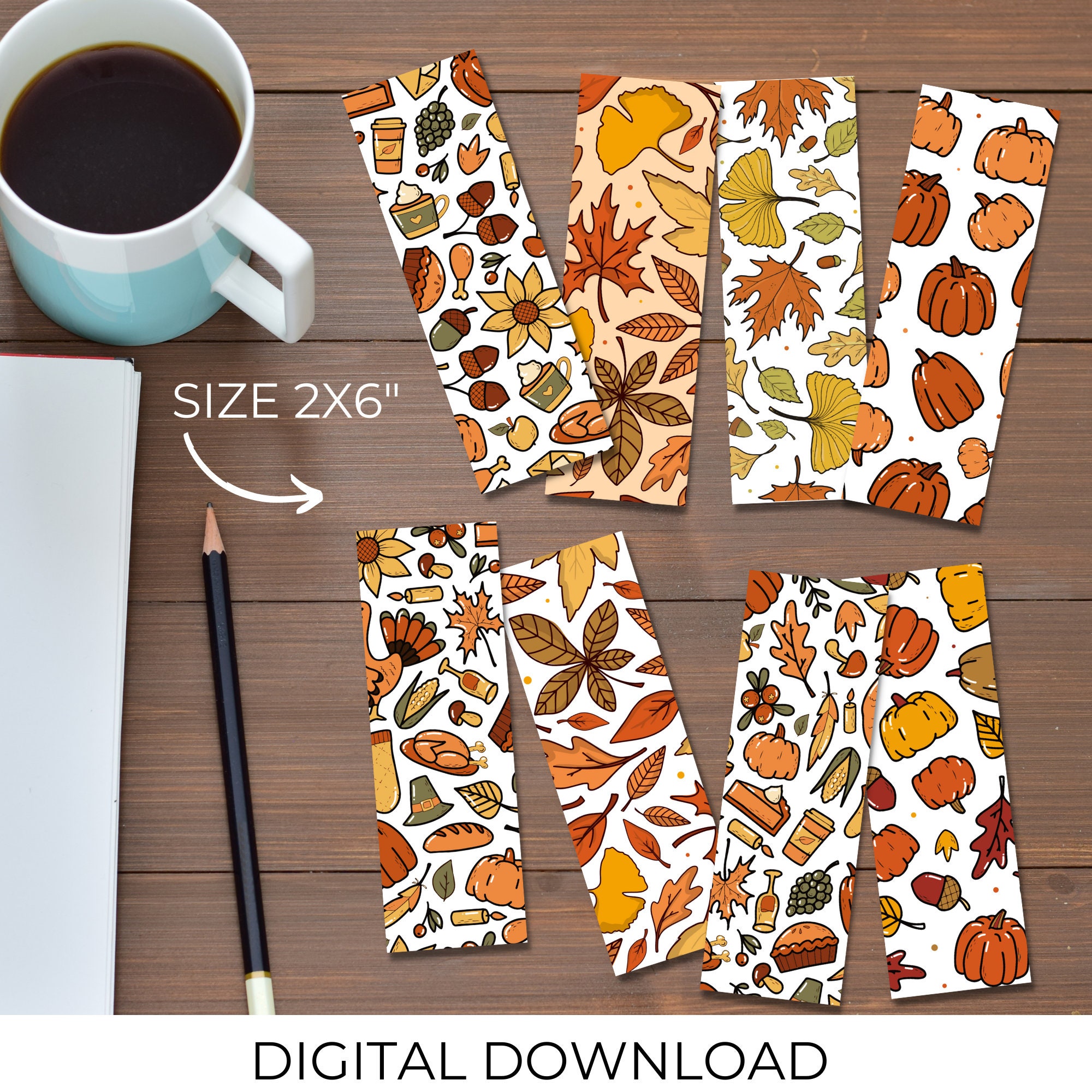 Fall Printable Bookmarks, Pumpkin Bookmark, Autumn Leaves Bookmarks ...