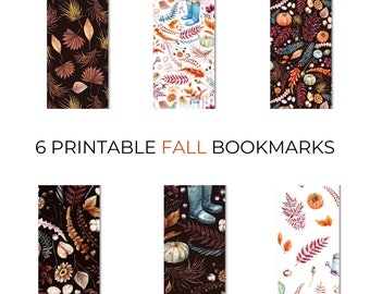 Fall Printable Bookmarks, Pumpkin Bookmark, Autumn Leaves Bookmarks ...