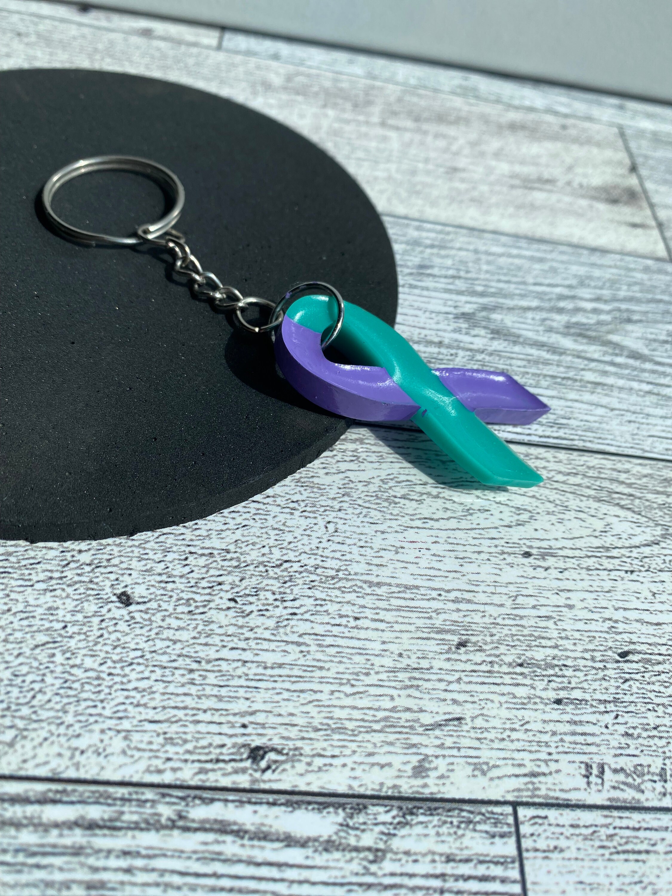 Dual Color Resin Awareness Ribbon Keychains - Etsy