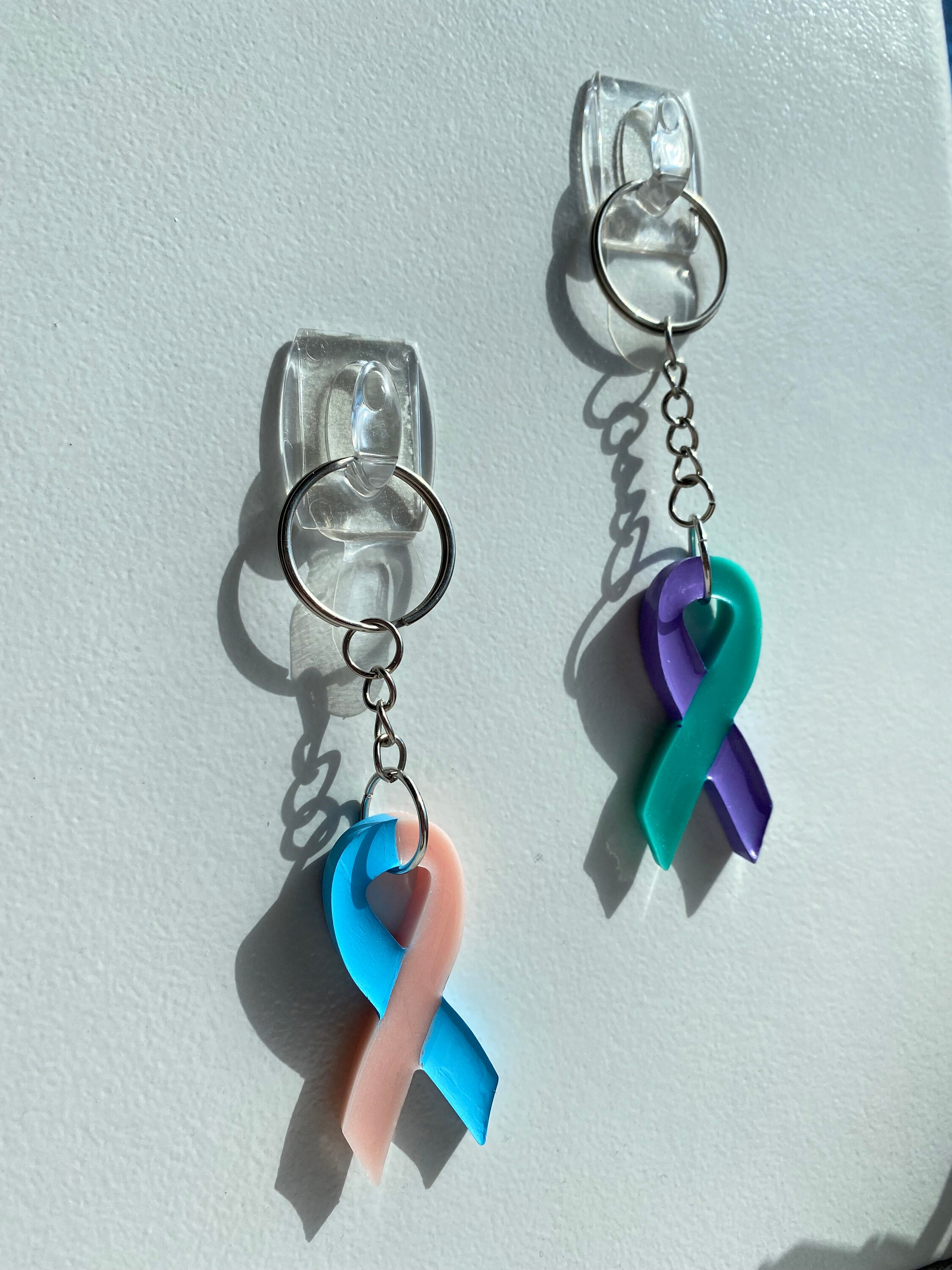 Dual Color Resin Awareness Ribbon Keychains - Etsy
