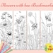 Printable Flowers With Bee Bookmarks for Kids and Adults, Digital ...