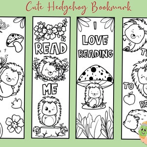 Printable Cute Hedgehog Coloring Bookmarks for Kids, Baby Ducky, Autumn ...