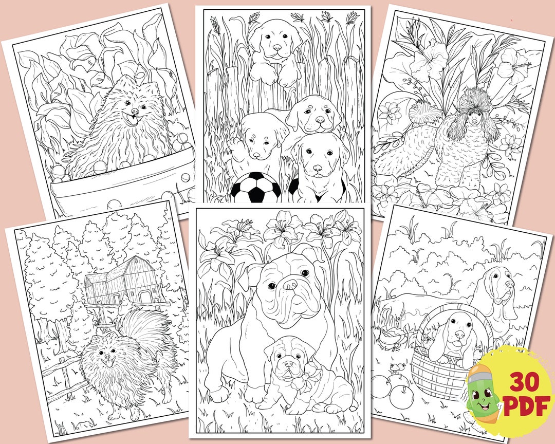 Dog, Puppy Coloring Pages for Adults and Kids, Coloring Book, Pet ...