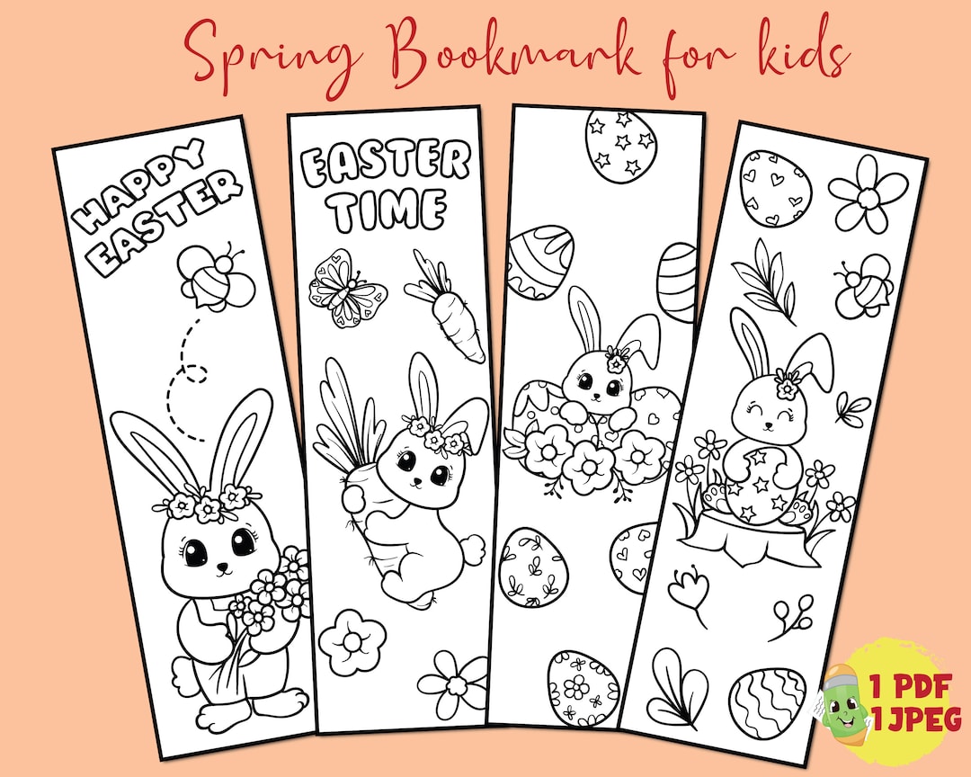 Printable Coloring Bookmarks for Kids, Easter Coloring, Bunny Coloring ...