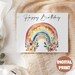 Printable Boho Rainbow Birthday Card, Happy Birthday Greeting Card ...
