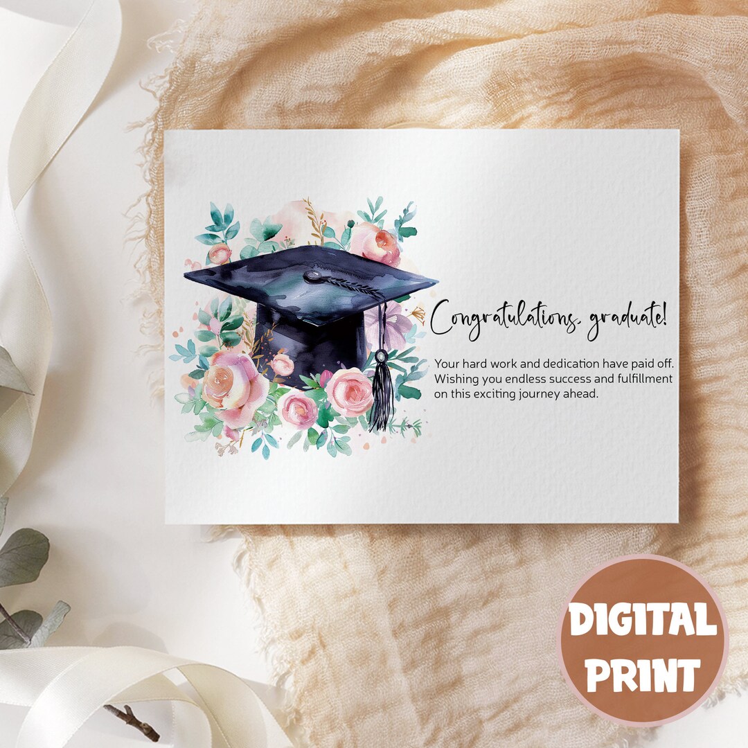 Printable Watercolor Graduation Greeting Card, Greeting Card, Card ...