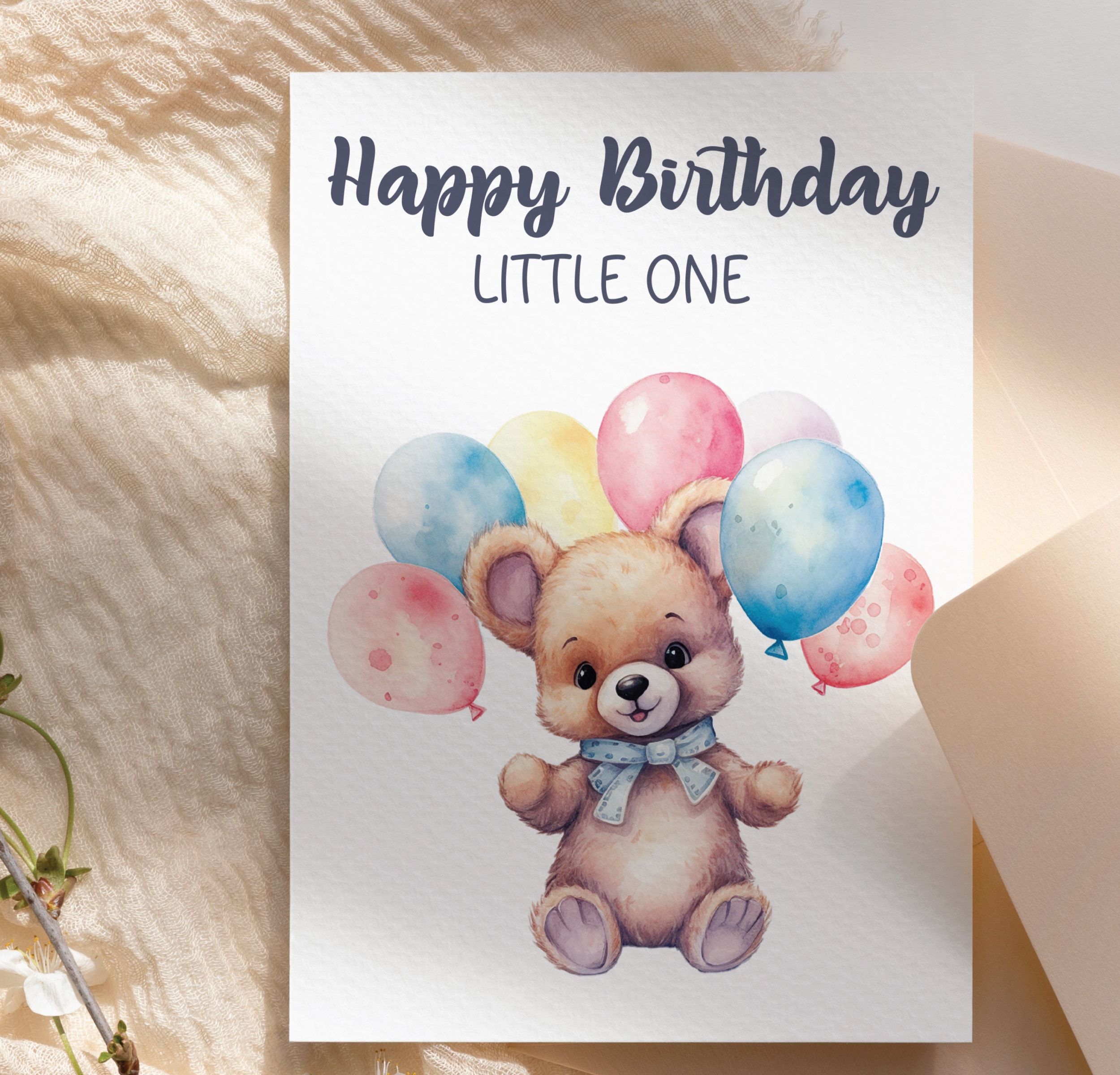 Printable Happy Birthday Card for Kids, Baby Bear Birthday Greeting ...
