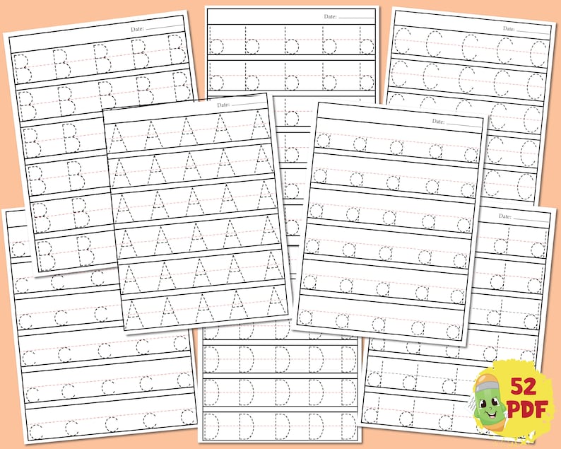 Alphabet Letter Tracing Worksheets, 26 Printable Alphabets, ABC Letters ...
