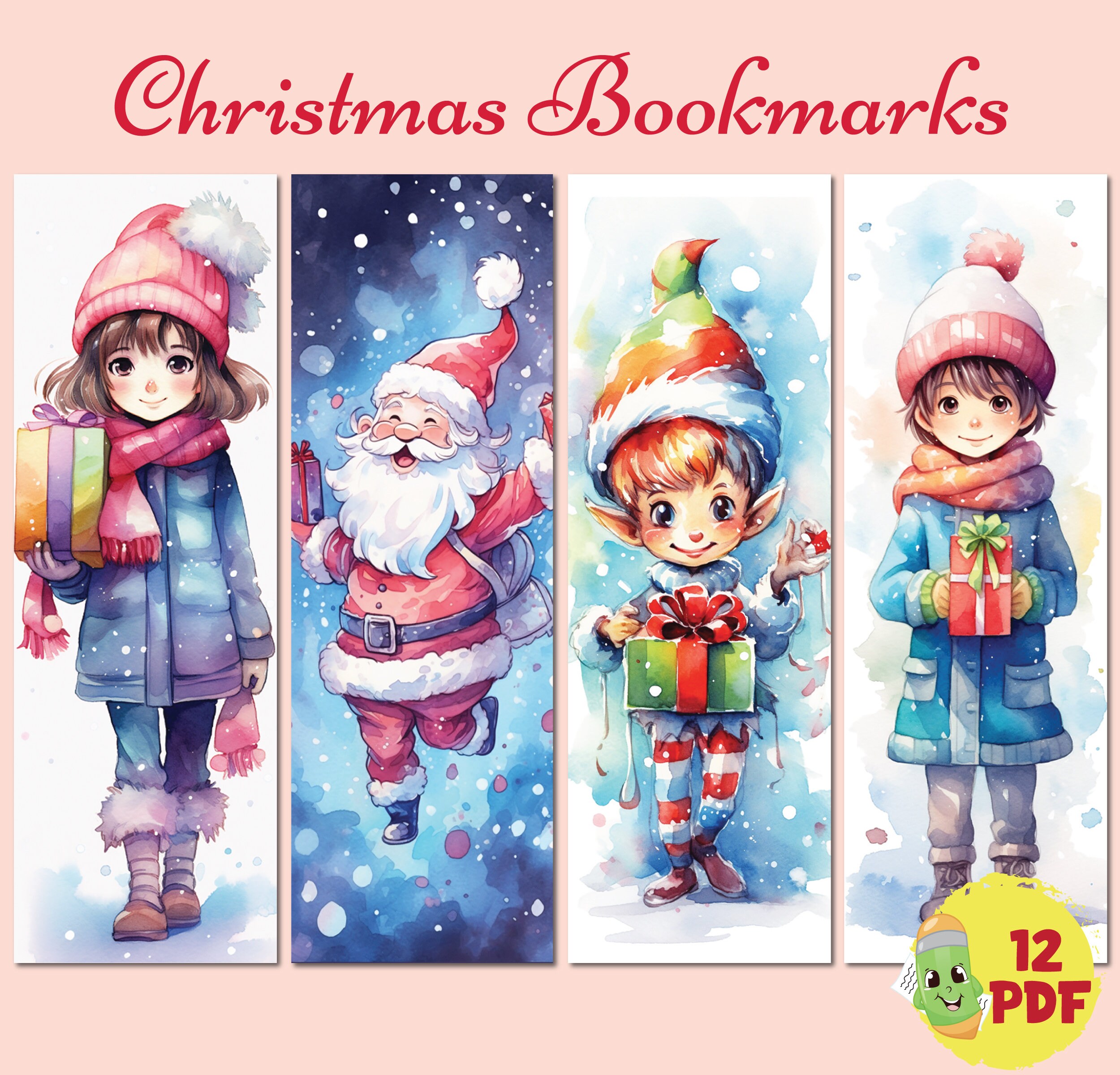 Printable Chrsitmas Bookmarks for Kids and Adults, Winter, Holidays ...