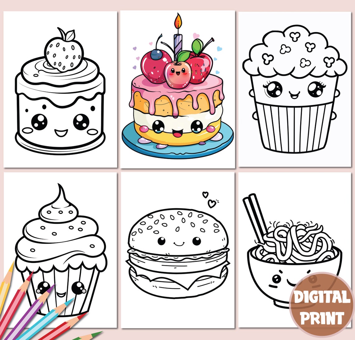 Printable Cute Kawaii Sweet Coloring Pages for Kids and Adults ...