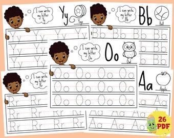 Alphabet Letter Tracing Worksheets 26 Printable Alphabets - Etsy